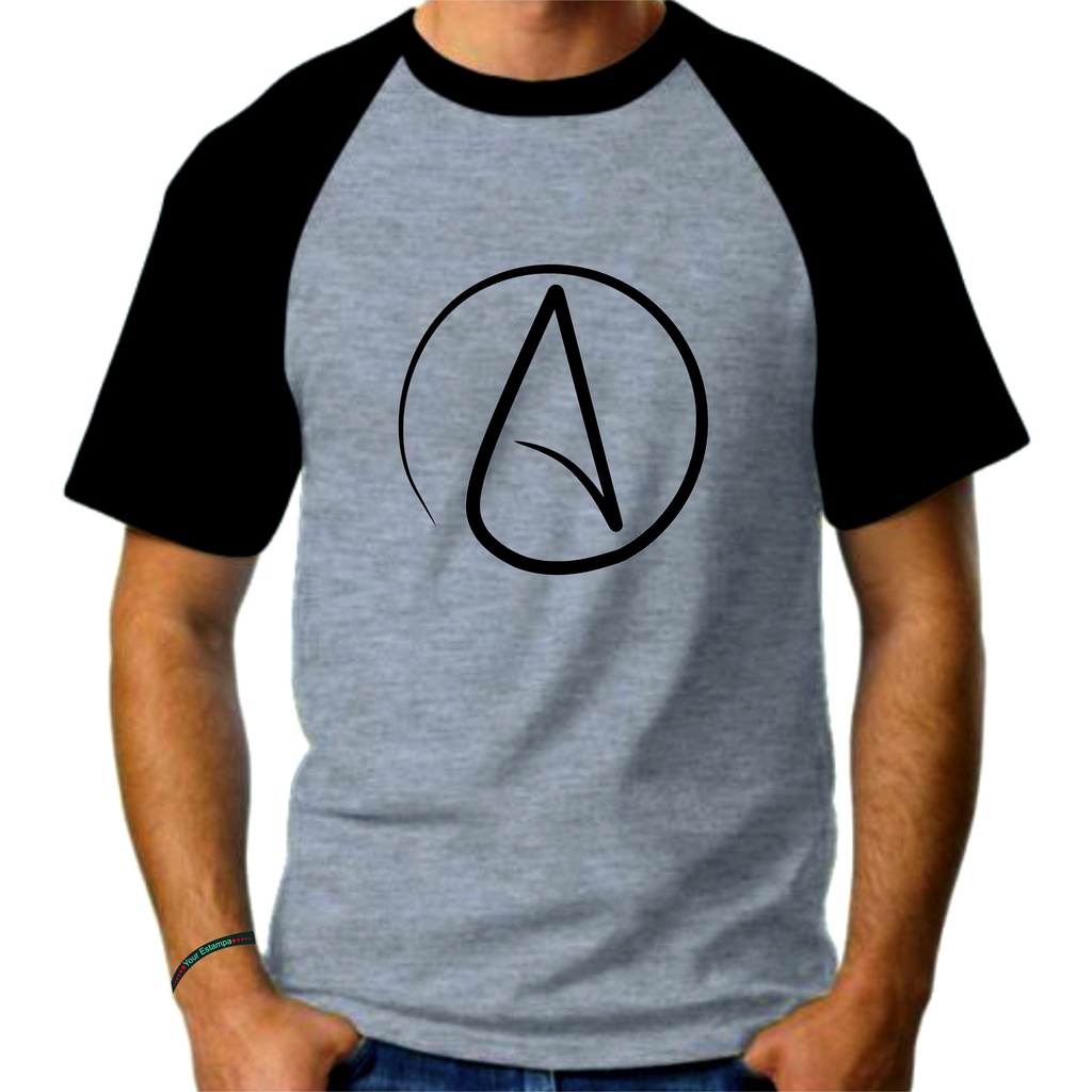 Camiseta Raglan Mescla Adulto Masculina, Ateu, Símbolo Do Ateísmo ...
