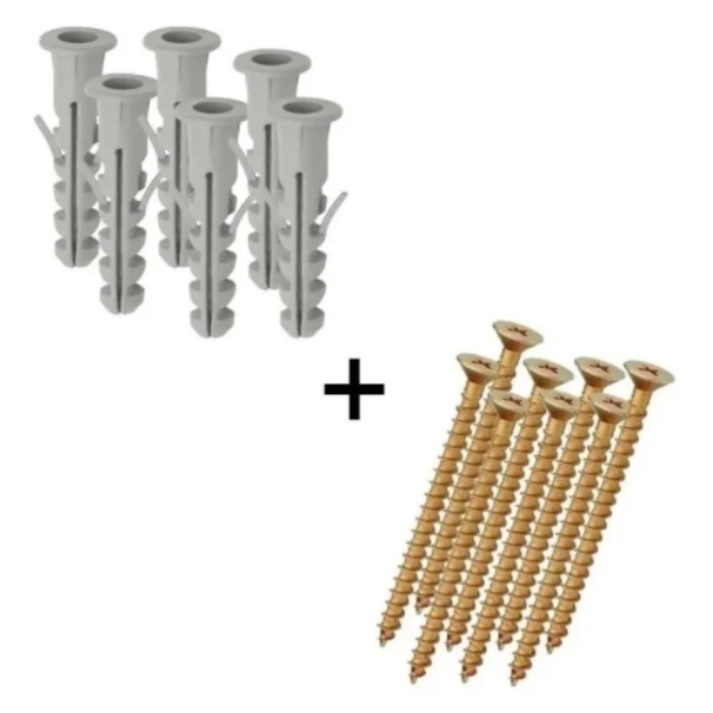 Parafuso e Bucha Plástica 6mm - 100 parafusos + 100 buchas | Shopee Brasil