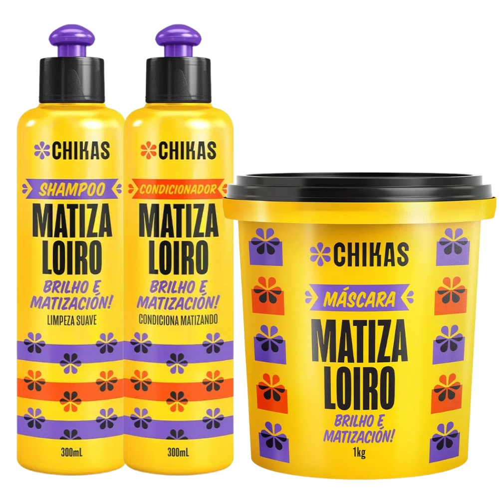 Chikas Matiza Loiro Kit Shampoo Matizador Máscara Matizadora | Shopee ...