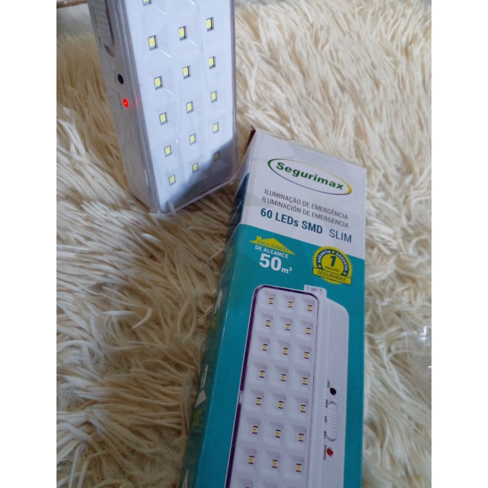 Luminária de Emergência 60 LED 2W Recarregável Bivolt SEGURIMAX | Shopee Brasil