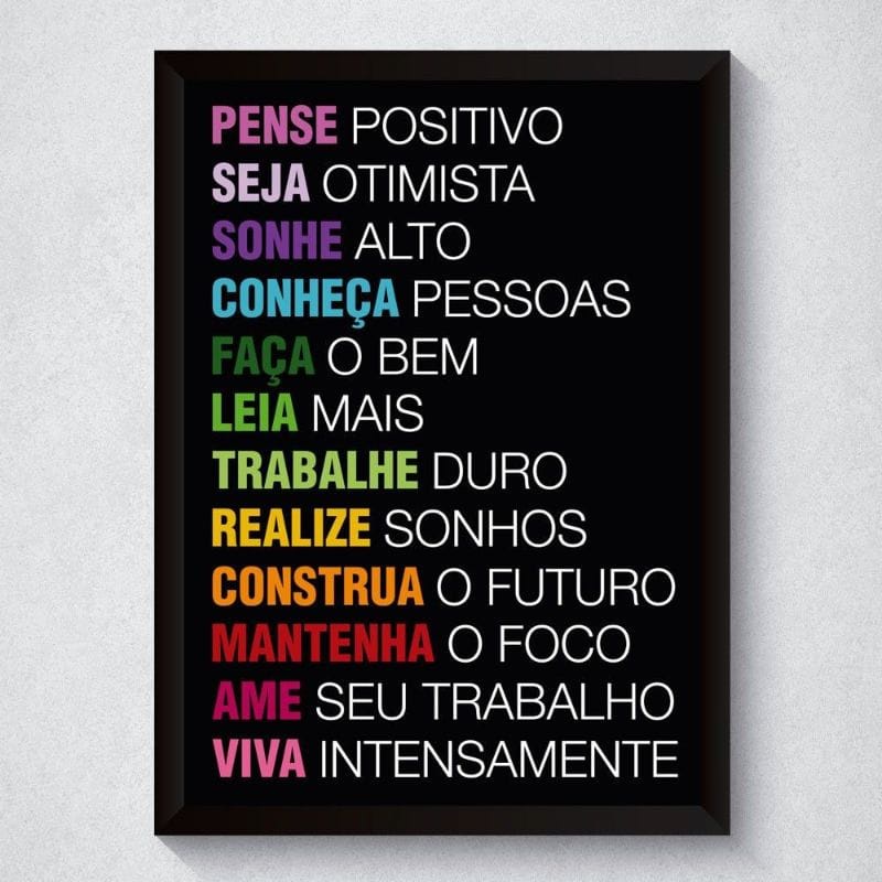 Plaquinha Quadro Decorativo Personalizado Pense Positivo Seja Otimista ...