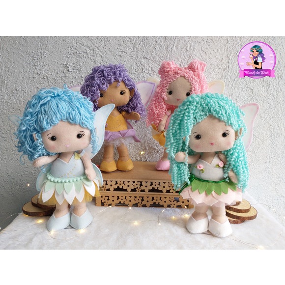 Kit de Bonecas Decorativas Fadinhas Cacheadas em Feltro - Jardim ...