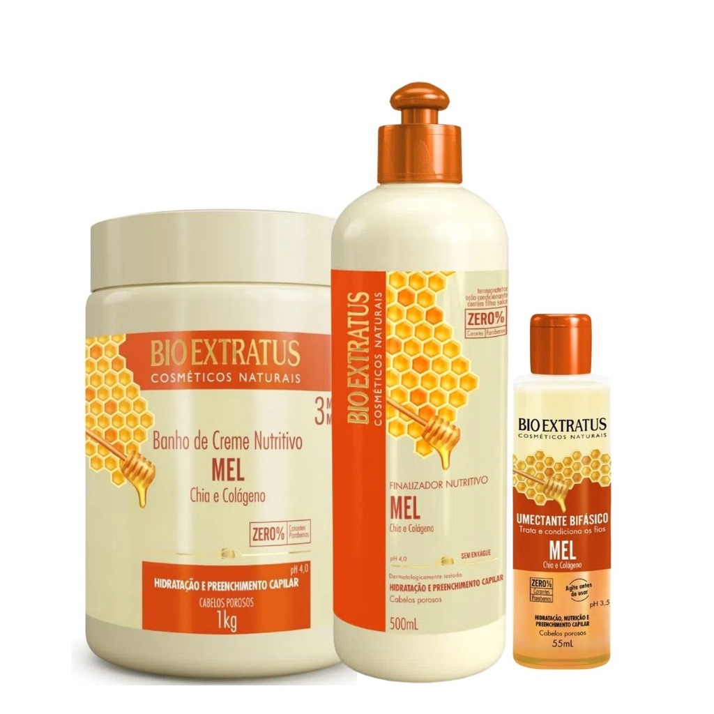 Kit Mel Bio Extratus Masc 1Kg +Finalizador 500g + Umectante | Shopee Brasil