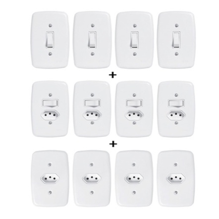 Interruptor e Tomada 4x2 linha simples 2p+t (KIT 12 unidades) | Shopee ...