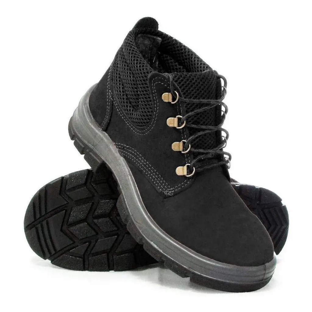 Botina Bota de Amarrar de Couro Nobuck Preta Kala | Shopee Brasil