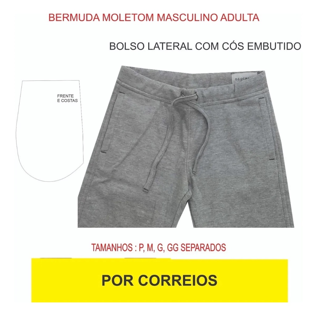 Molde de Roupa Modelagem Shorts De Moletom Basico Masculino Separados ... Molde de Roupa Modelagem Shorts De Moletom Basico Masculino Separados ...