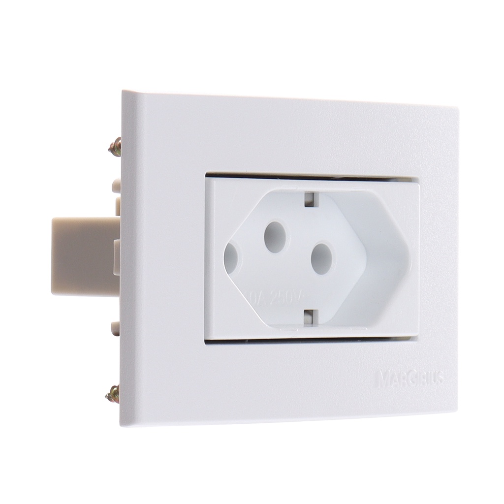 Tomada P/ Moveis Margirius 2p T 250v Branca 10a Clean | Shopee Brasil