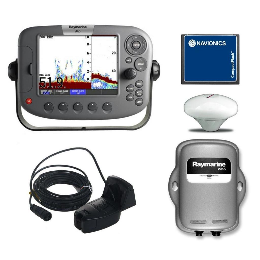 Gps Sonar Raymarine A65 HD Digital Módulo DSM25 Transducer P58 e Carta ...