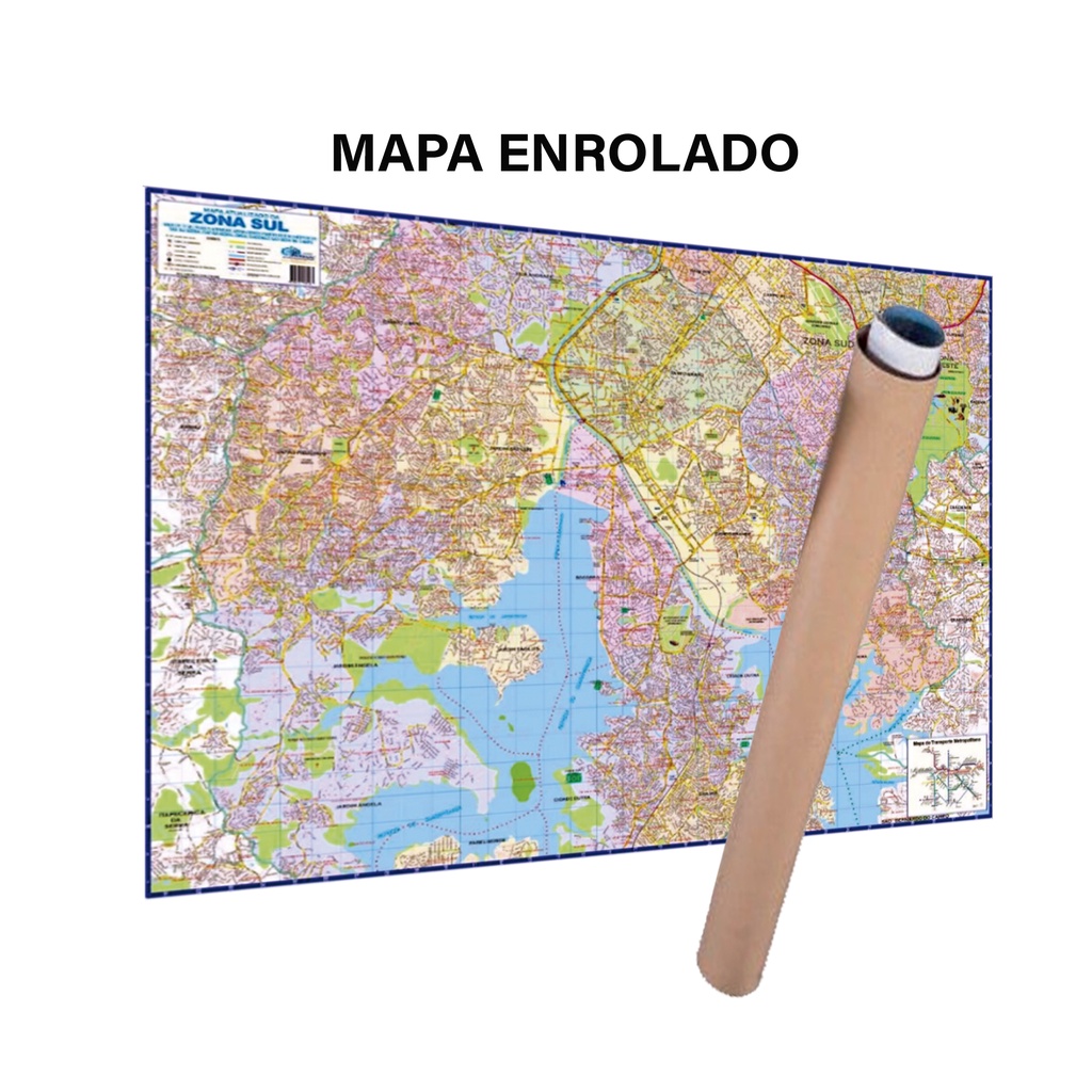 Mapa Zona Sul SP Enrolado Laminado Gigante 120x90cm - Atual | Shopee Brasil