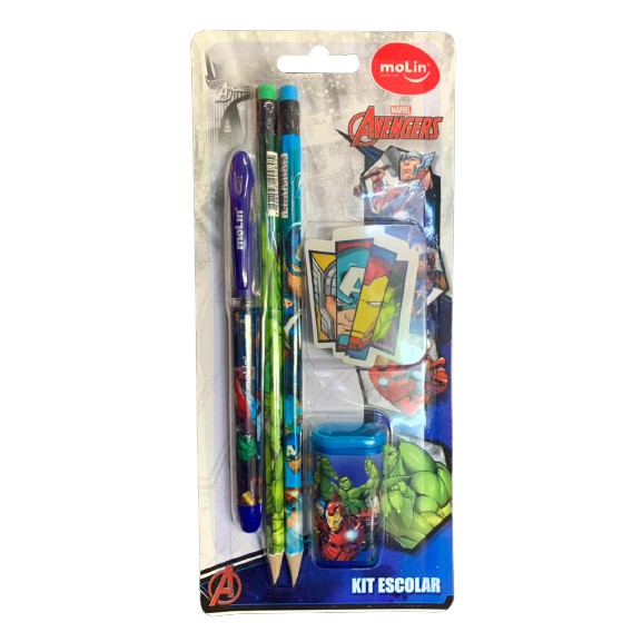 Kit Escolar Marvel Avengers 5 Peças - Molin Blister | Shopee Brasil