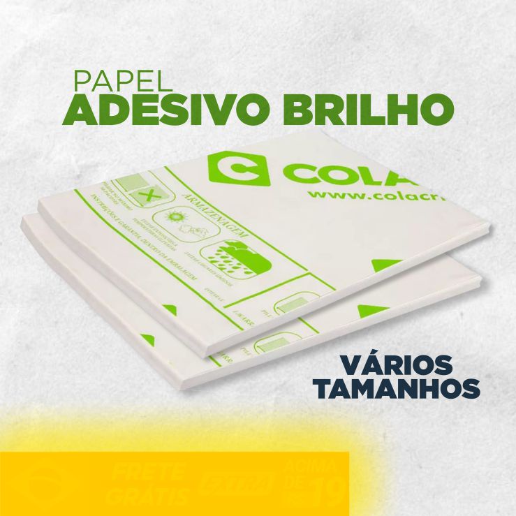 Papel Adesivo Branco Brilho(Couché) Colacril - Vários Tamanhos | Shopee ...