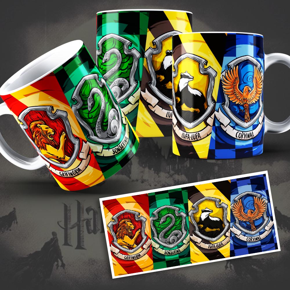 Caneca de porcelana Harry potter Casas de Hogwarts Sonserina Corvinal ... Caneca de porcelana Harry potter Casas de Hogwarts Sonserina Corvinal ...