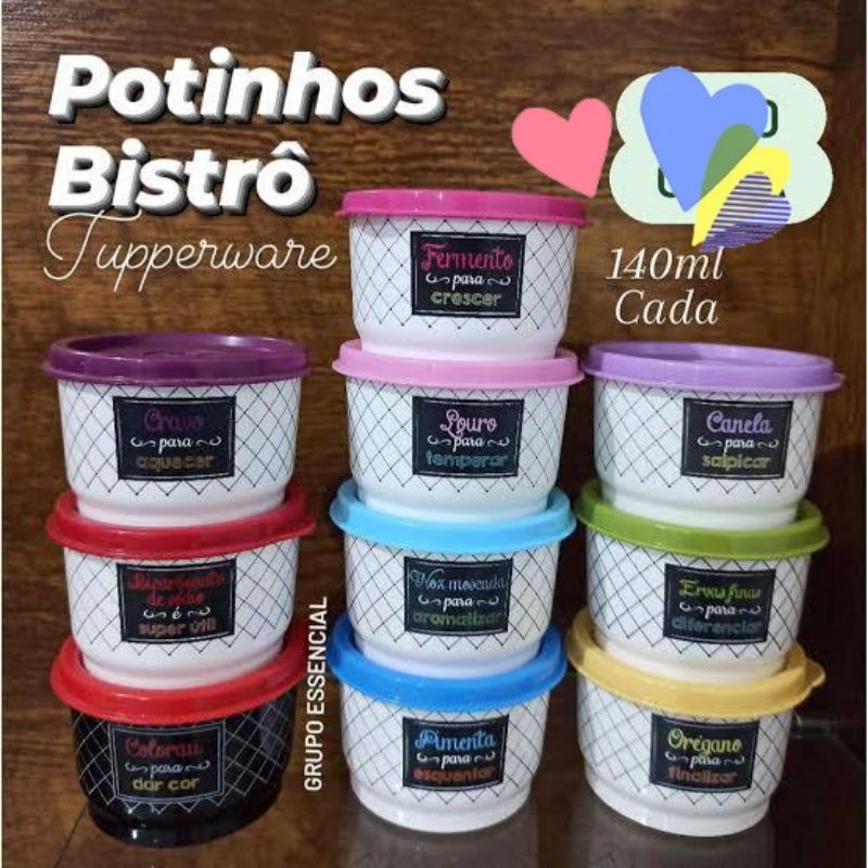 Kit 10 potinhos pra tempero bistrô Tupperware | Shopee Brasil