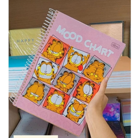 caderno aspiral capa dura 10 matérias Garfield 200 folhas | Shopee Brasil