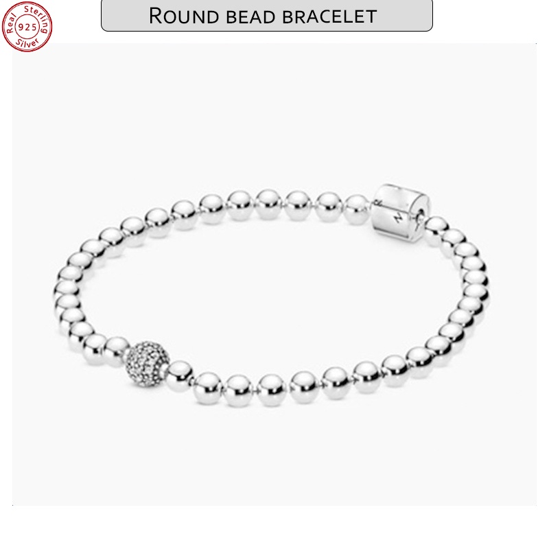(Pulseira DIY) S925 De Contas Redondas De Prata Simples E Presente De Dia Dos Namorados | Shopee ...