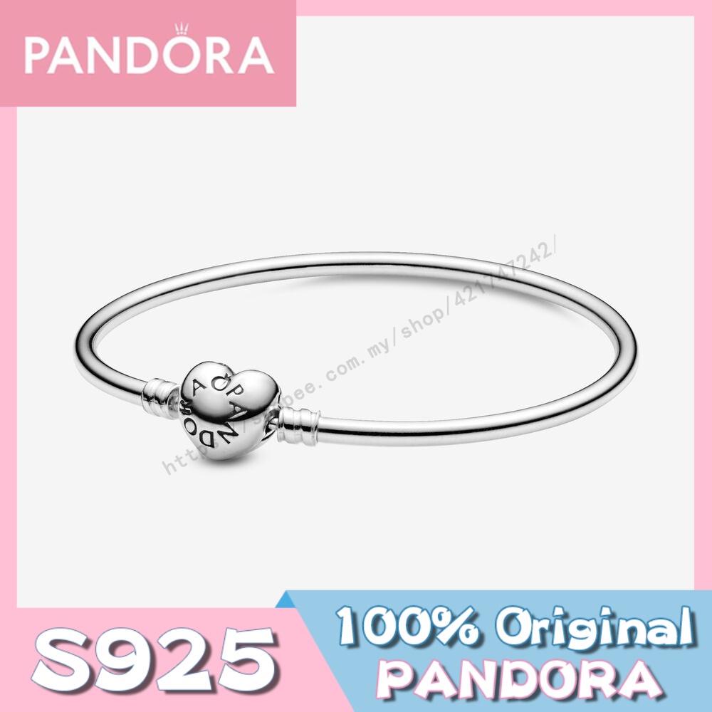 Pandor _ A Pulseira De Charme S925 Momentos Bangle Heart Clasp design Simples Com Contas De ...