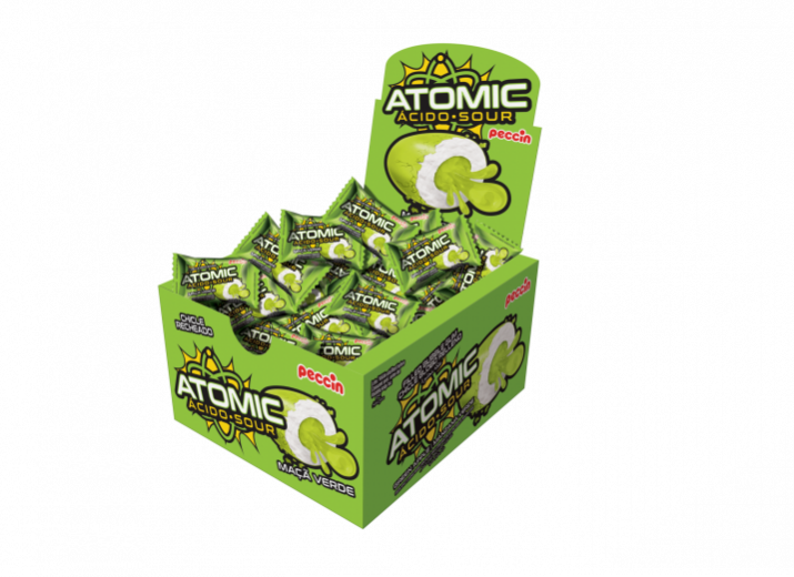 Chiclete atomic ácido sour maça verde com 40 un- Peccin | Shopee Brasil