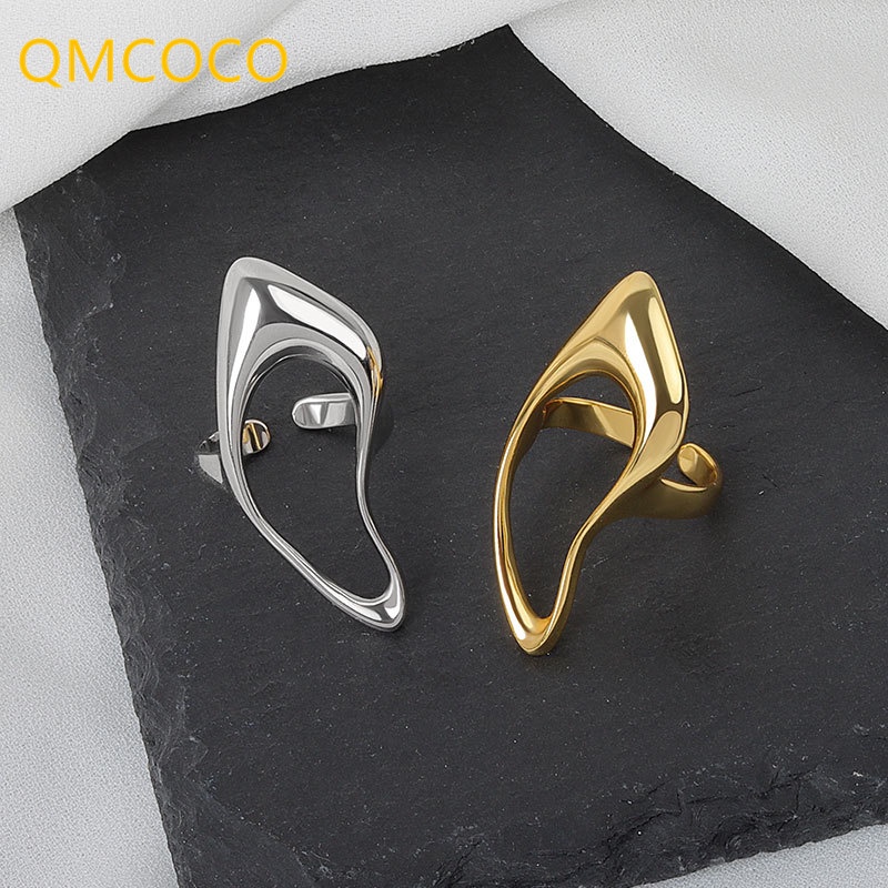QMCOCO Silver Gold Color Novo Anel Oco Estilo Gótico Para Mulher Moda Simples Aberto Irregular ...
