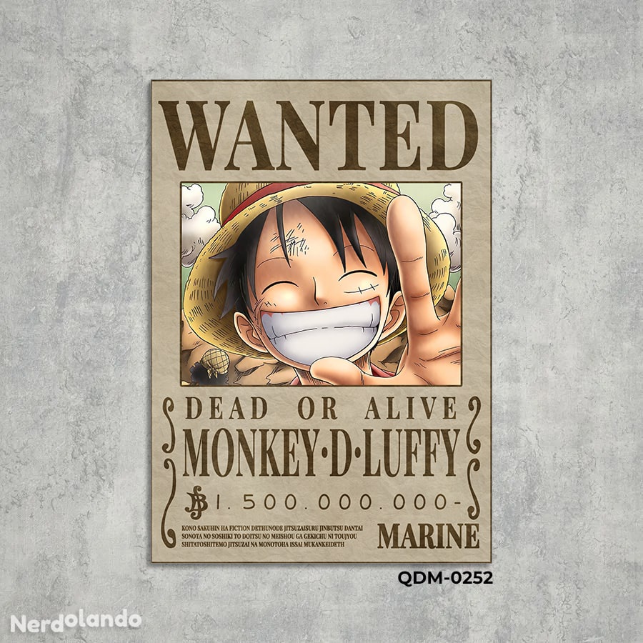Luffy - One Piece (Cartaz de Procurado - Wanted) 252 - Quadro MDF 14x20 ...