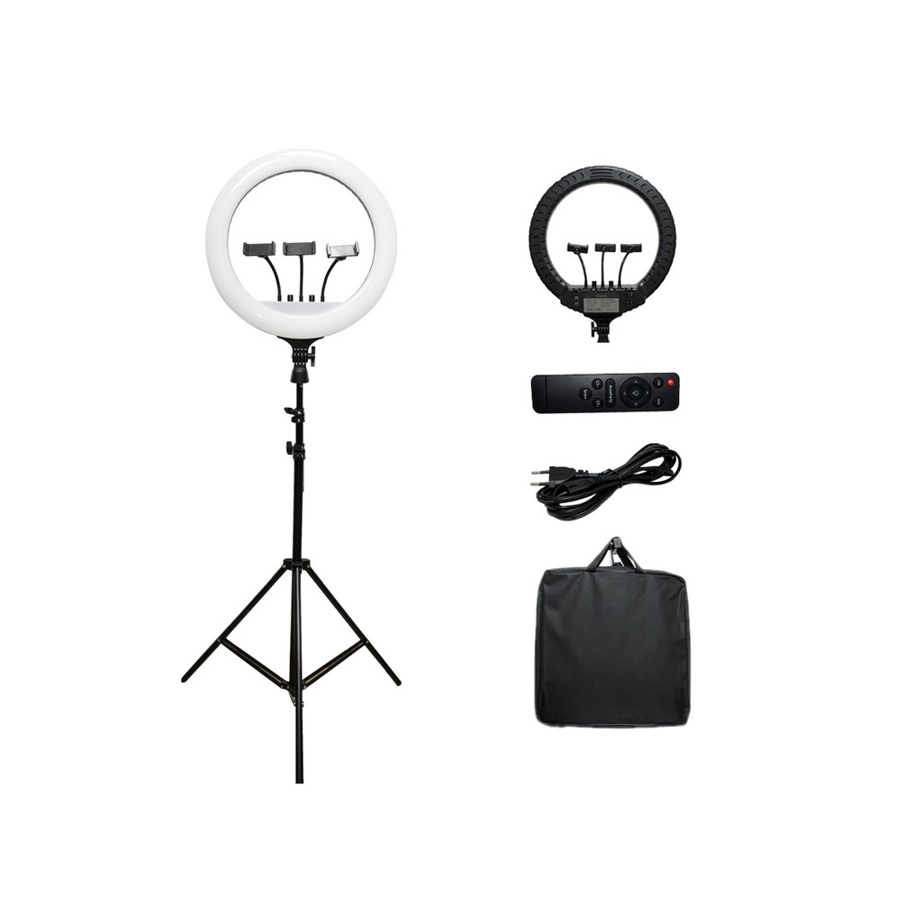 Iluminador Ring Light 18 Polegadas 45 cm profissional com tripé 2M Controle e suporte de celular ...