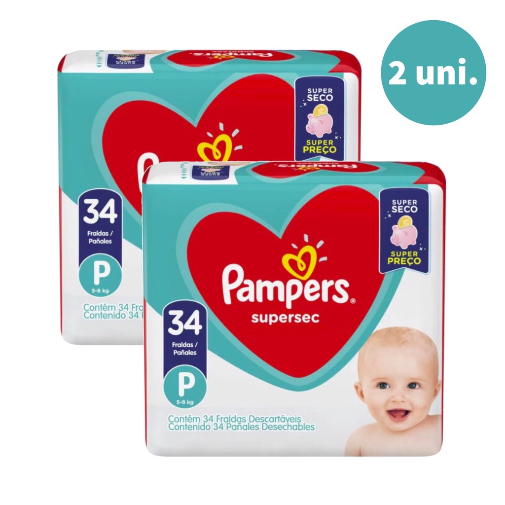 Kit 2 Pacotes Fralda Descartável Infantil Pampers Supersec Barato ...