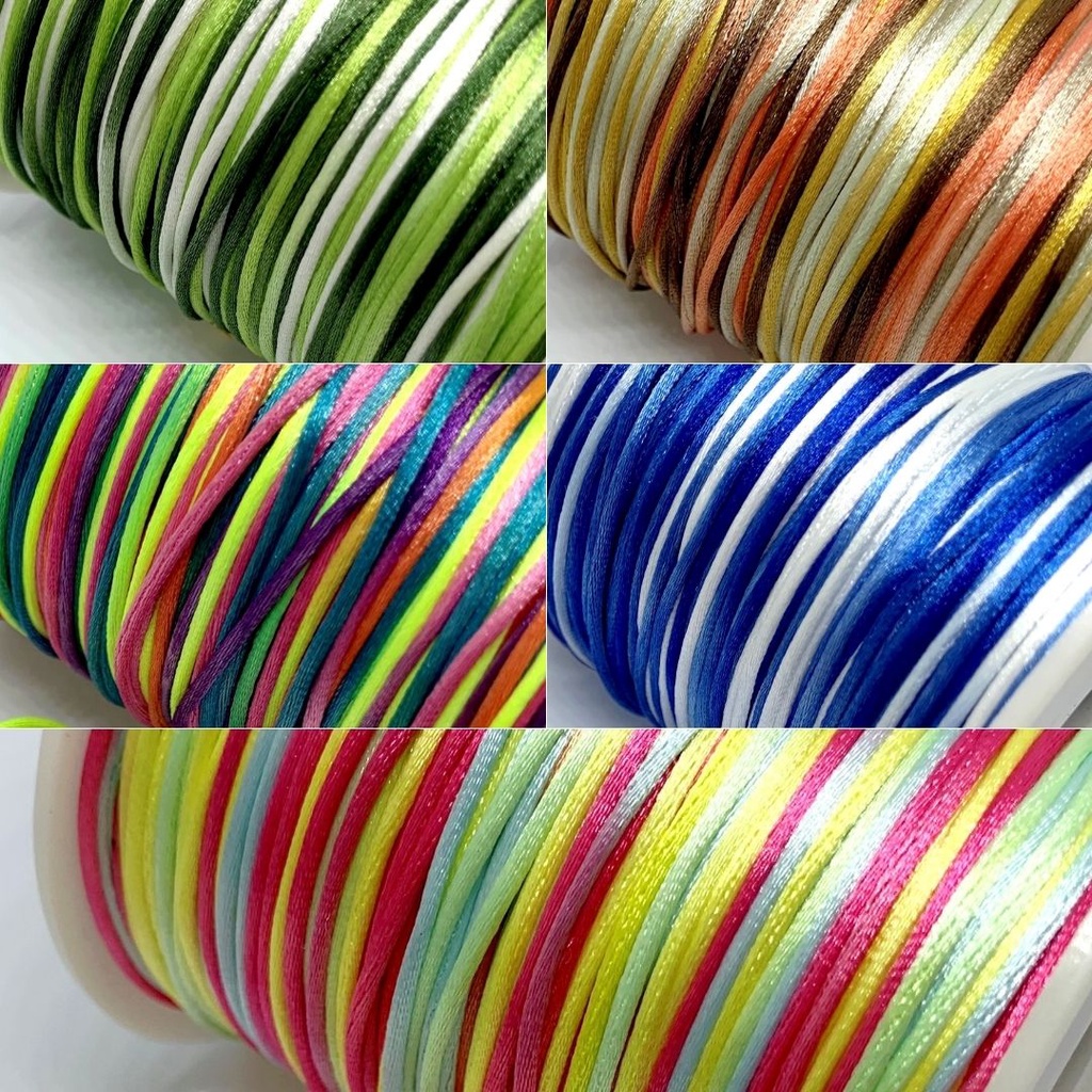 Fio de Seda Cordão de Cetim Rabo de Rato 1mm Tie Dye Mesclado ...
