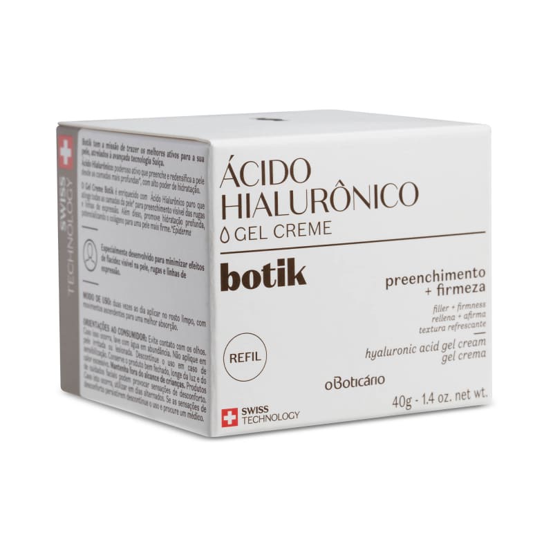 Refil Ácido Hialurônico Botik Gel Creme Facial Firmador 40g - Boticário ...