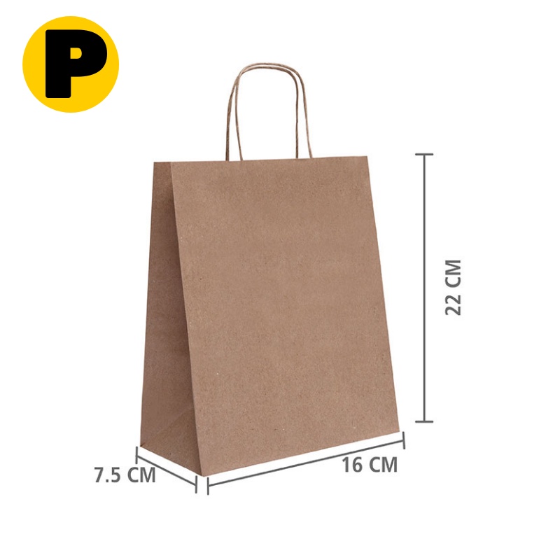 KIT 100 unidades Sacola de Papel Kraft - Tamanho P / Pequena - Cor ...