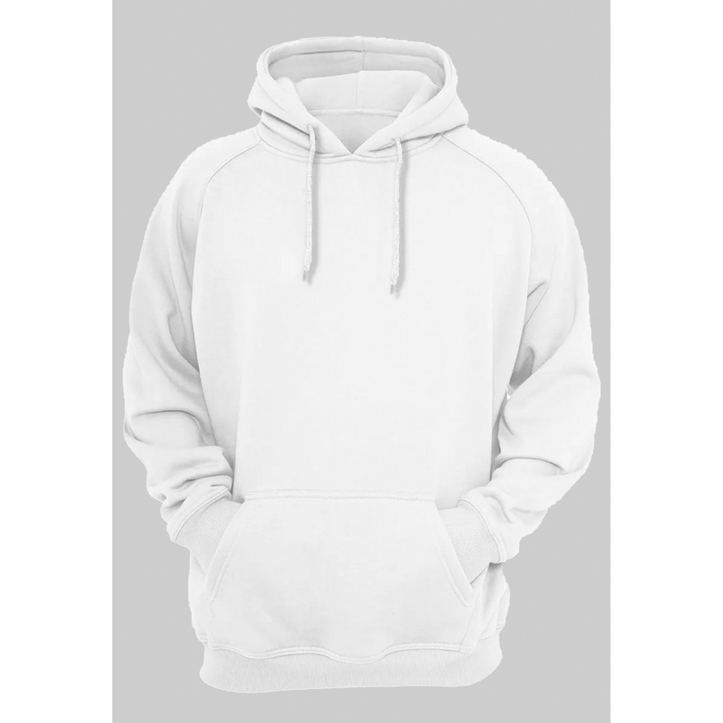 Moletom Branco Liso Blusa De Frio Flanelada Com Capuz E Bolso | Shopee Brasil