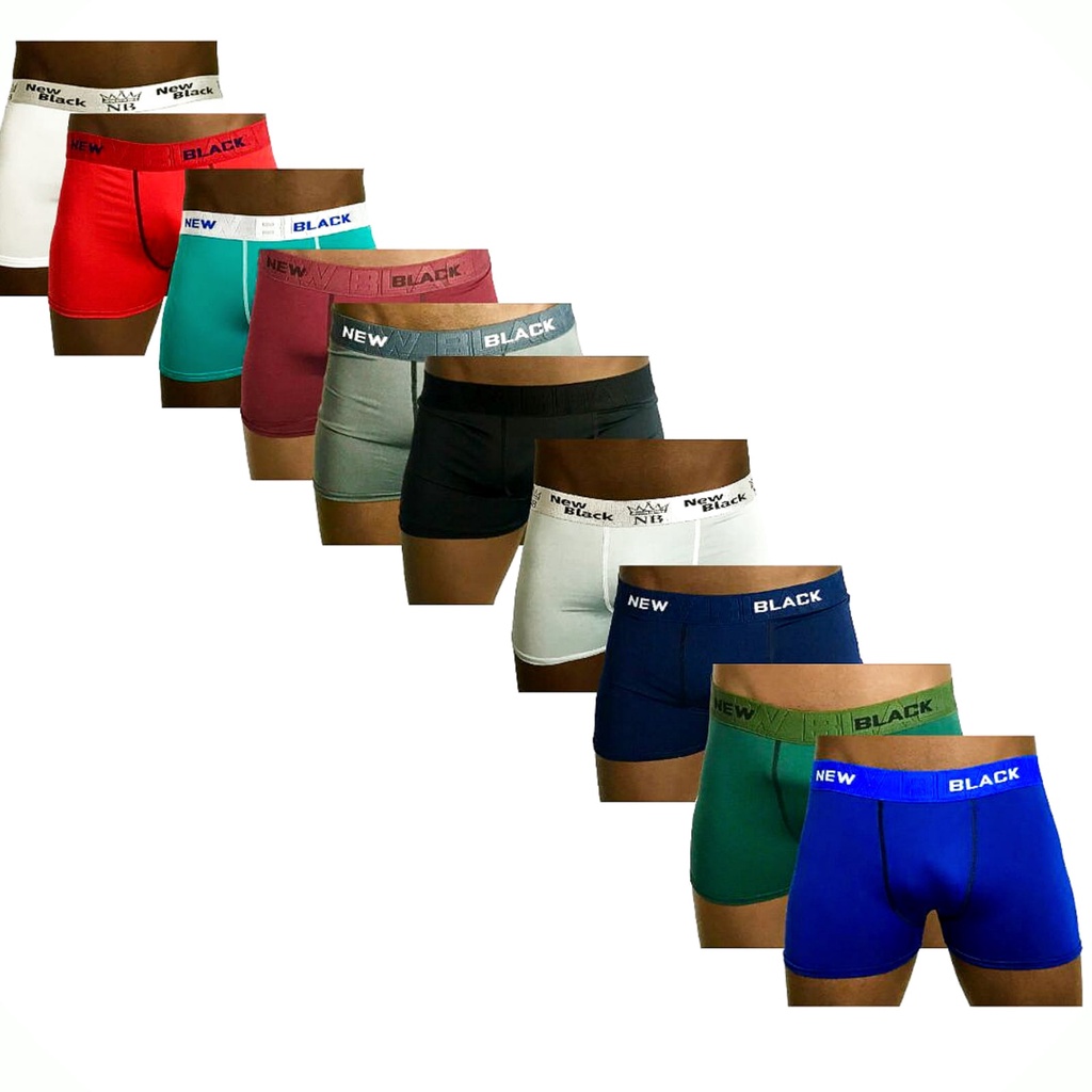 Kit 10 Cuecas Boxer Box Adulto Masculino Microfibra Lisa PREMIUM | Shopee Brasil