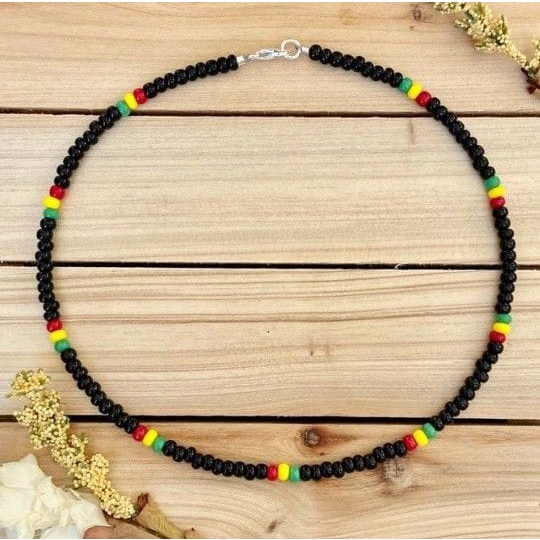 Colar reggae/ choker de miçanga cor reggae/ Hippie/ Moda | Shopee Brasil