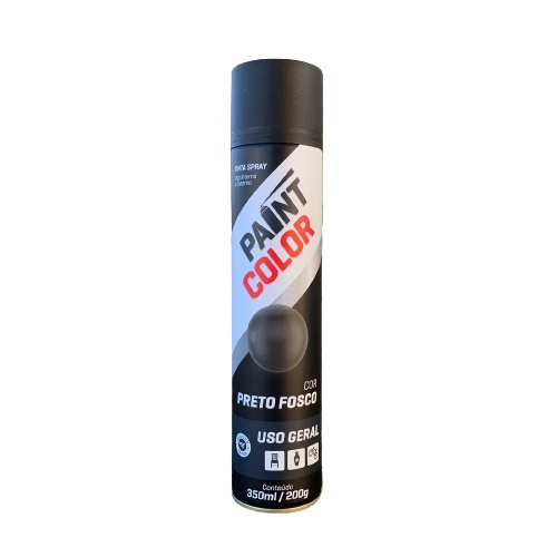 Tinta Spray Aerosol Paint Color Preto Fosco 400ml Uso Interno e Externo ...