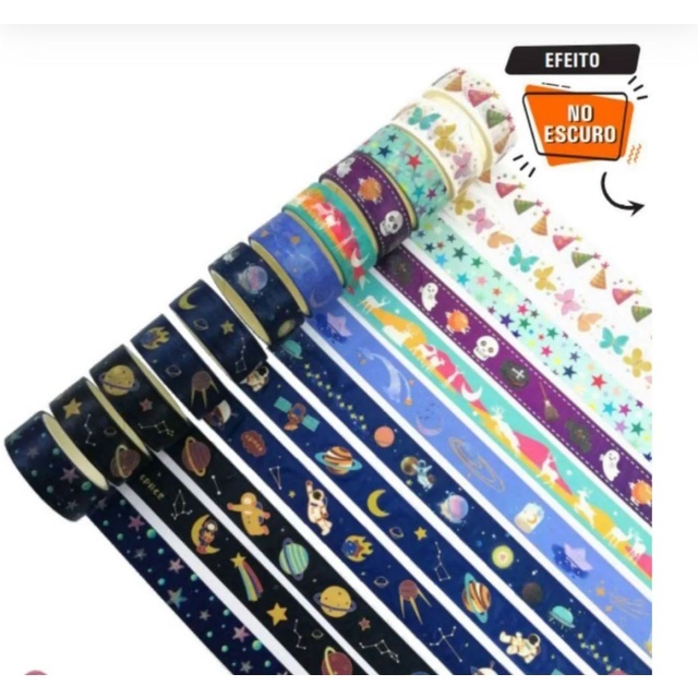 Rolo de Fita Adesiva Washi Tape Glow - Brilha no escuro 3m x 15mm BRW ...