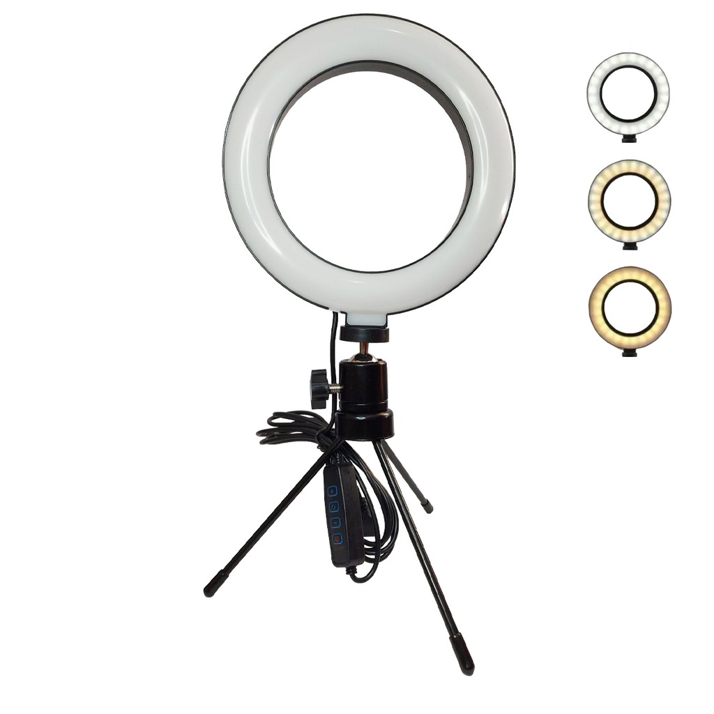 Ring Light De Mesa Iluminador De Led Tripé 6 Polegadas 16cm | Shopee Brasil
