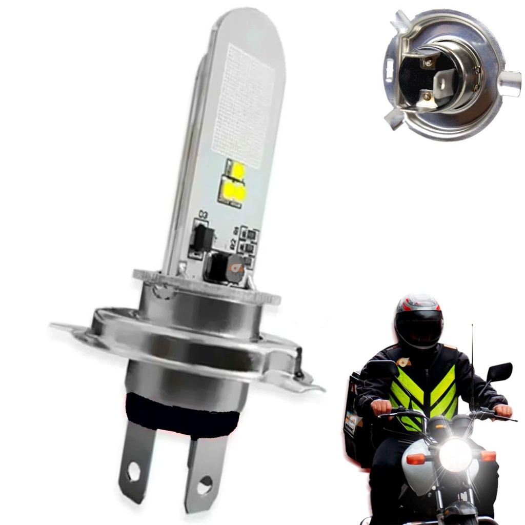 Lâmpada Farol Led H4 8000k Super Branca Universal Moto | Shopee Brasil