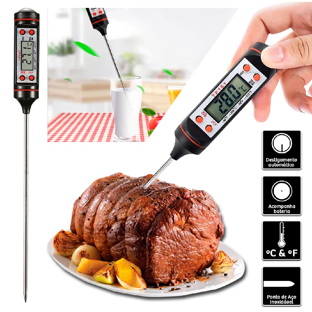 Termometro Culinario Digital Pirometro Espeto De Alimento | Shopee Brasil