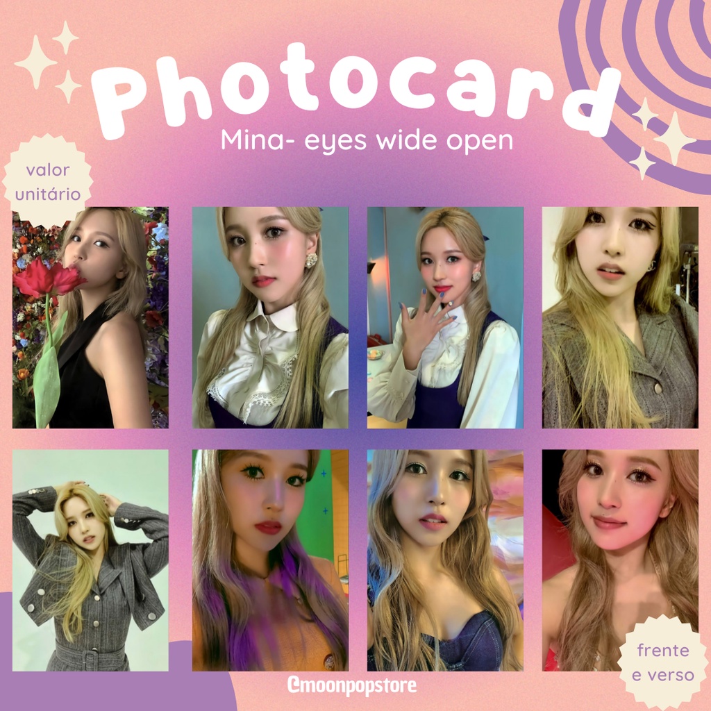 Photocard Kpop Twice Mina Eyes wide open- Fanmade frente e verso ...
