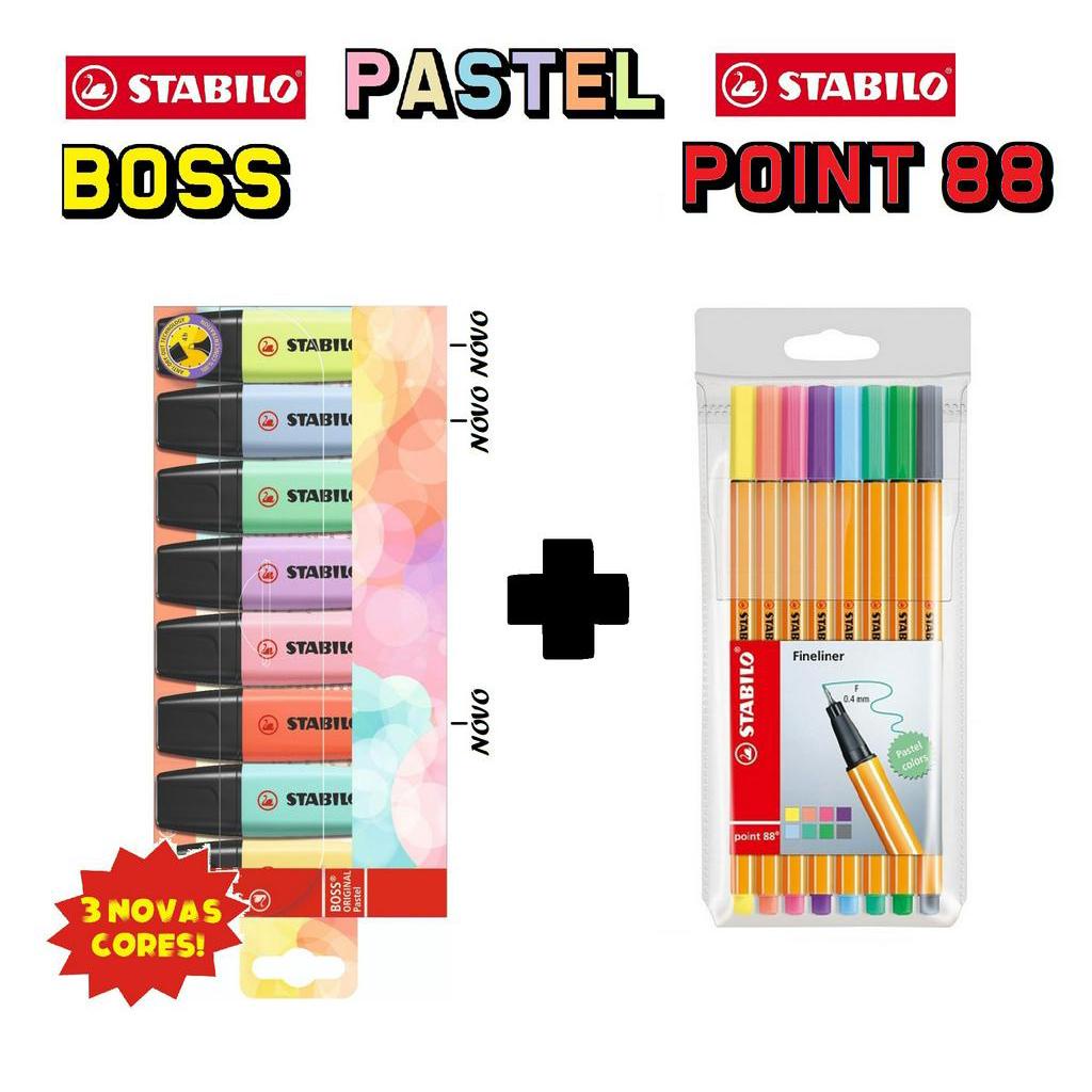 Kit Stabilo Boss Pastel C/8 Novas Cores + Point 88 Pastel | Shopee Brasil
