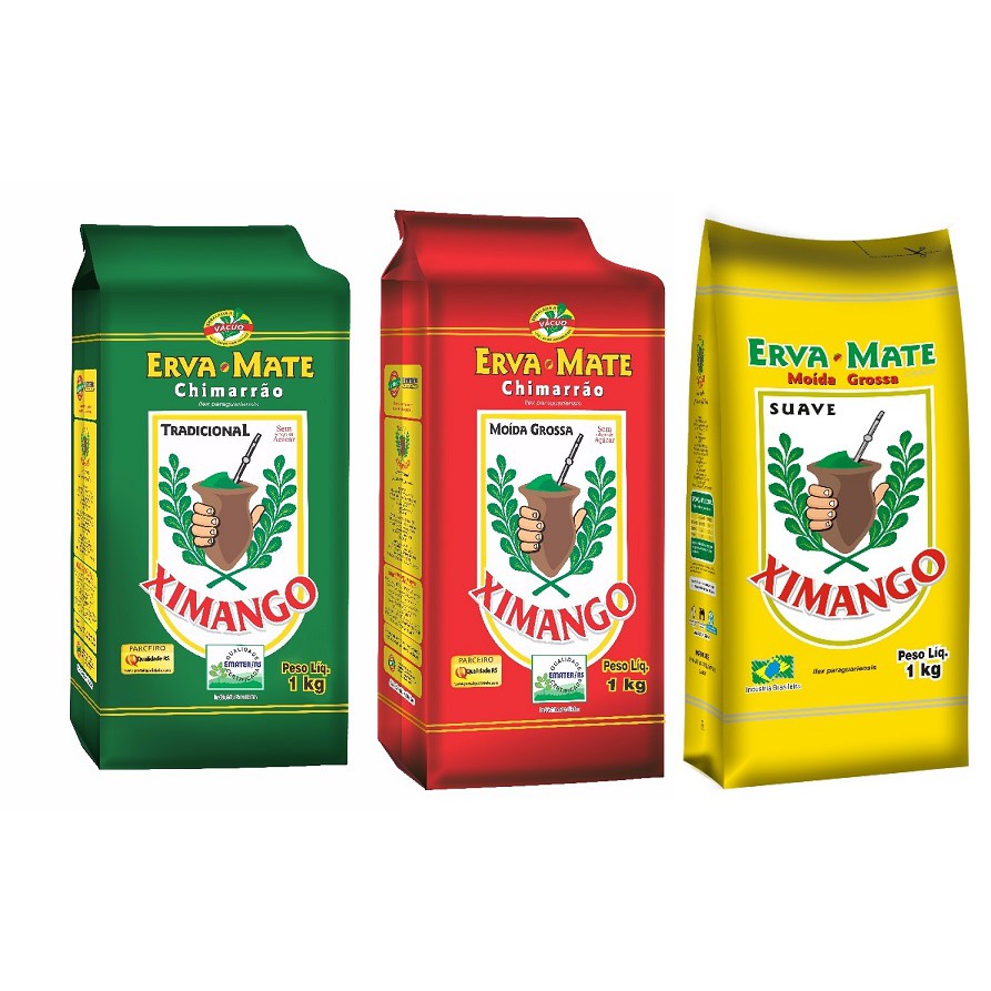 Kit 3 Ximango Erva Mate Vácuo - Tradicional, Moída Grossa E Suave 1 KG ...