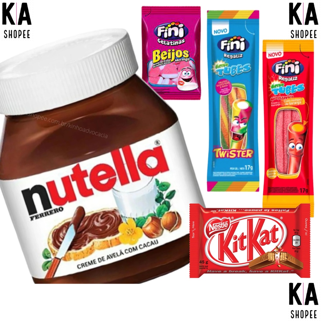 Kit Guloseimas Com 7 (Nutella 140g + Kit Kat Ao Leite 41,5g + Fini 12 ...