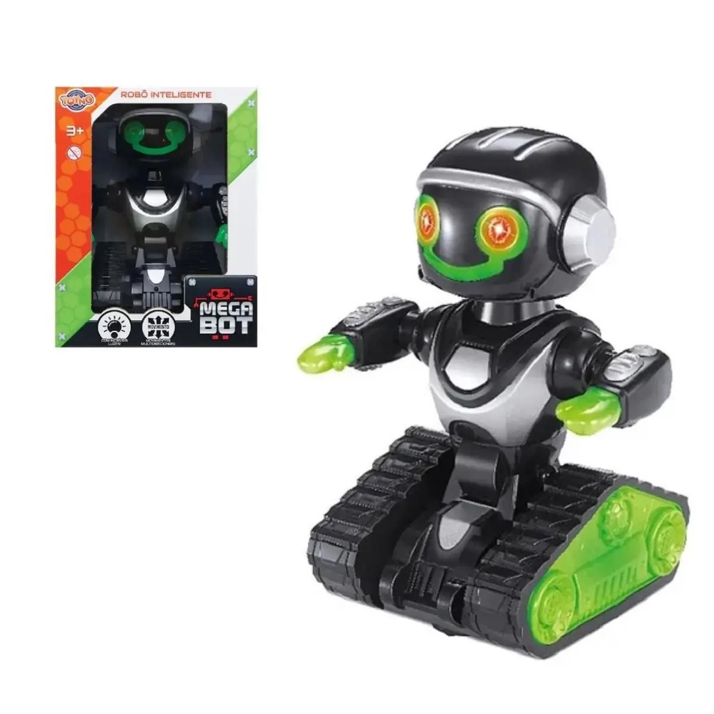 Brinquedo Robô Inteligente Mega Bot Infantil Com Luz Som E Giros Em 360 ...