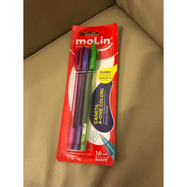 Blister com 3 canetas A-ONE COLORS Molin | Shopee Brasil