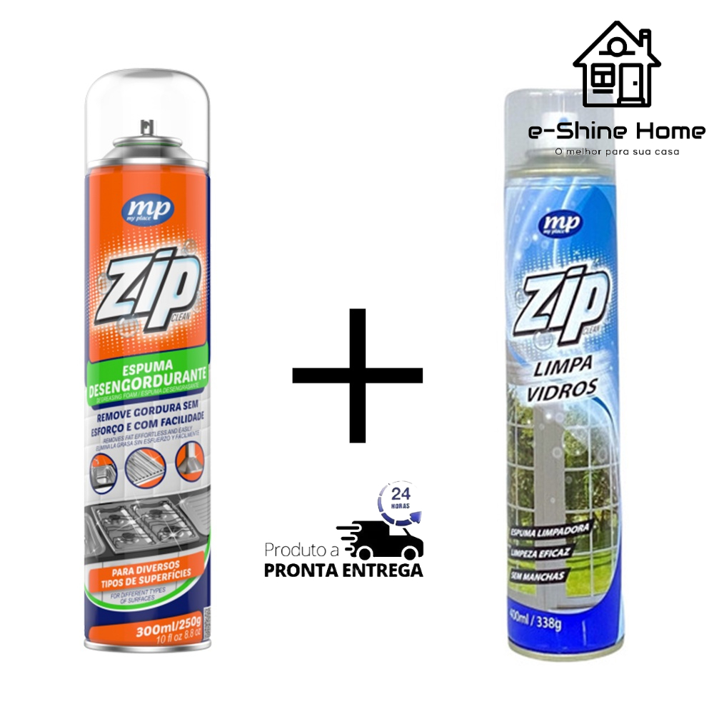 Espuma Desengordurante 300 ml.+ Limpa Vidros 400 ml. Zip Clean | Shopee ...