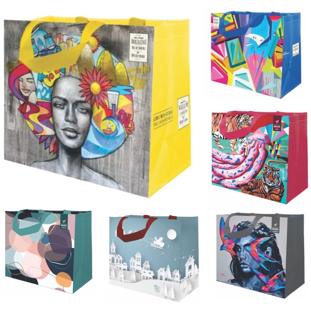 Sacola Retornável De Ráfia Ecobag MÉDIA Coleção Artistas do Brasil ...