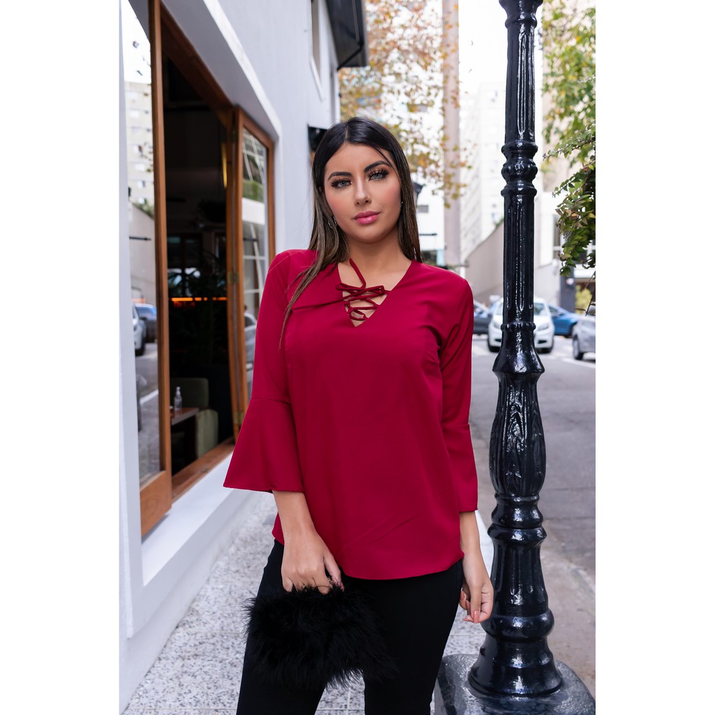 Blusa Manga Flare | Shopee Brasil