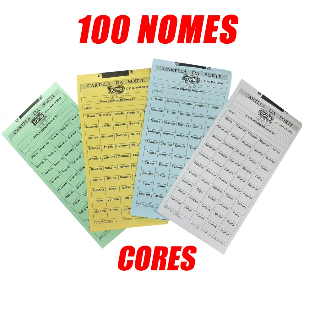 Cartela De Rifa C/ 100 Nomes Pct C/50 Cartelas | Shopee Brasil