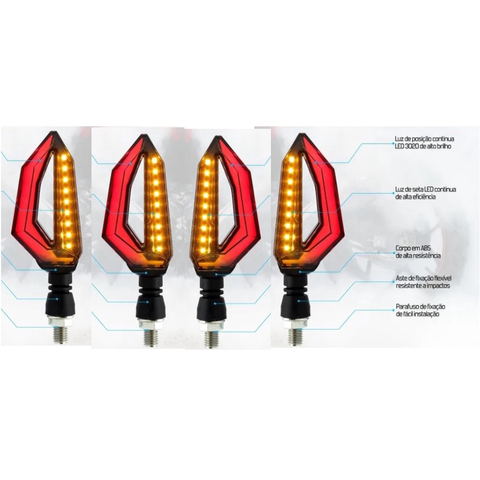 Piscas Led seta Modelo Grand Custom Touring Universal Moto Race ...