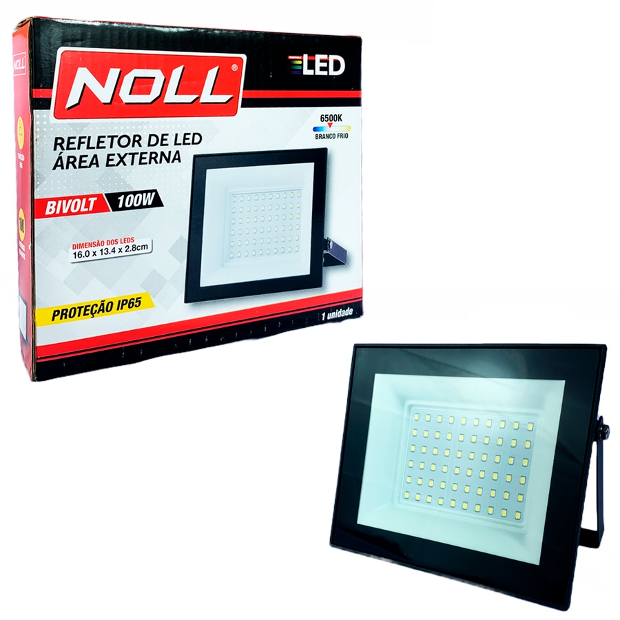 Refletor Led 100w Slim Holofote Prova Dágua IP65 Branco Frio Super ...