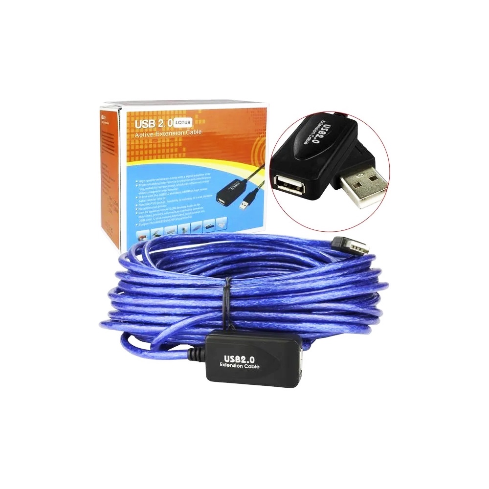 Cabo Amplificado Macho Femea Usb 2.0 Extensor 10 Metros Novo | Shopee ...