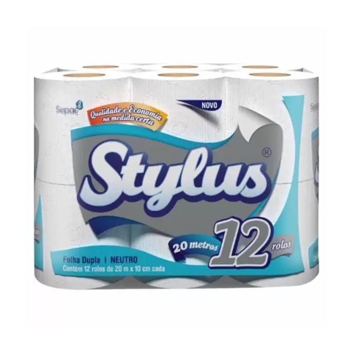 Fardo Econômico Papel Higiênico Folha Dupla Stylus cada fardo contém 6 ...